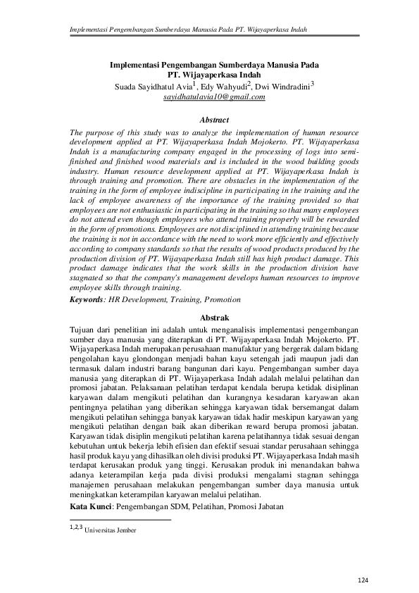 (PDF) Implementasi Pengembangan Sumber Daya Manusia Pada PT. Wijayaperkasa Indah Mojokerto