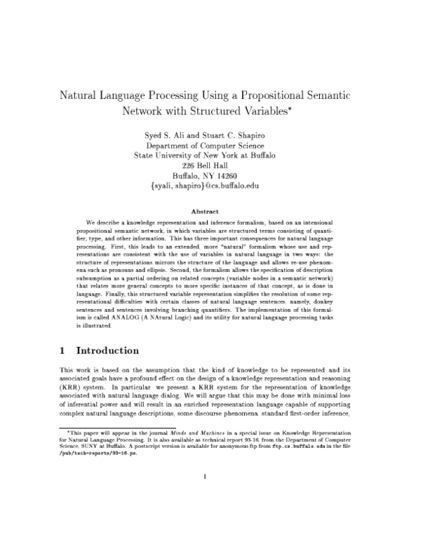 (PDF) Natural language processing using a propositional semantic network with structured variables