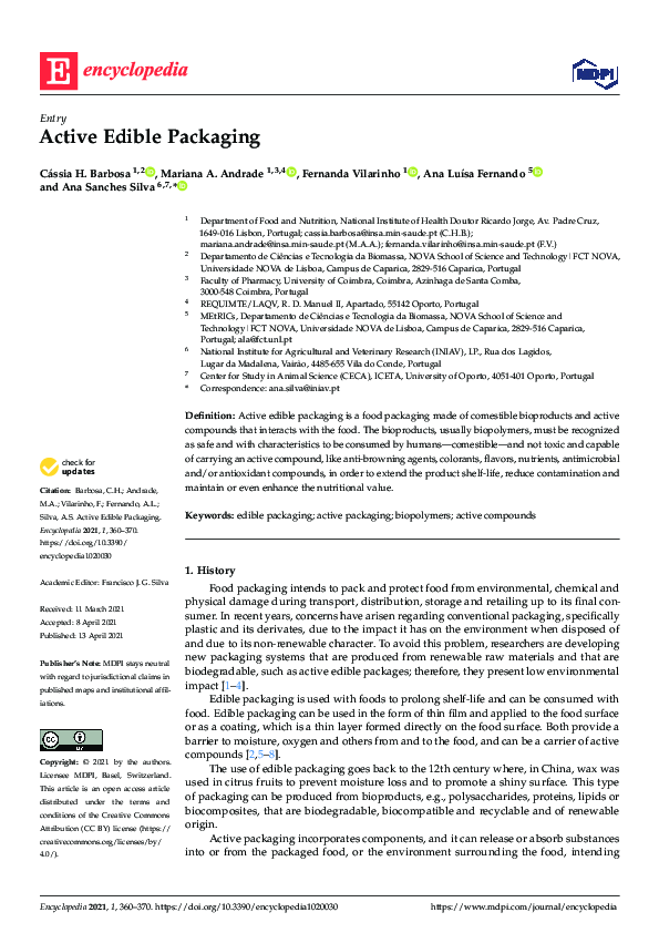 (PDF) Active Edible Packaging
