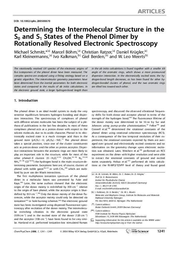 (PDF) Determining the Intermolecular Structure in the S0 and S1 States ...