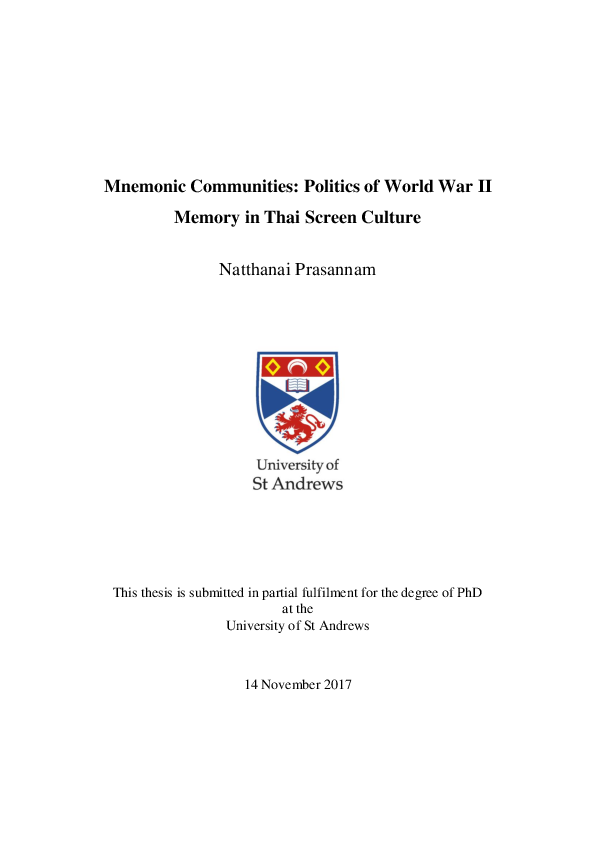 (PDF) Mnemonic communities : politics of World War II memory in Thai ...