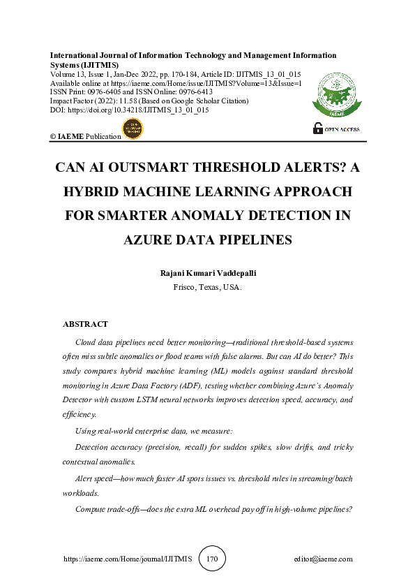 (PDF) CAN AI OUTSMART THRESHOLD ALERTS? A HYBRID MACHINE LEARNING ...