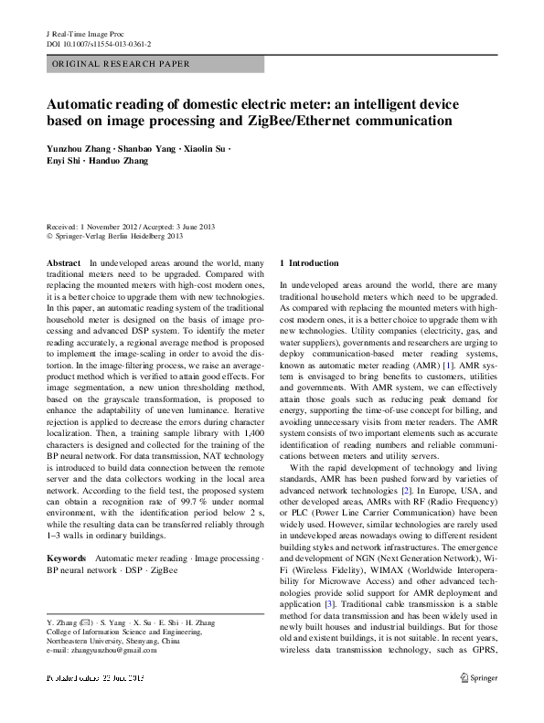 (PDF) Automatic reading of domestic electric meter: an intelligent ...