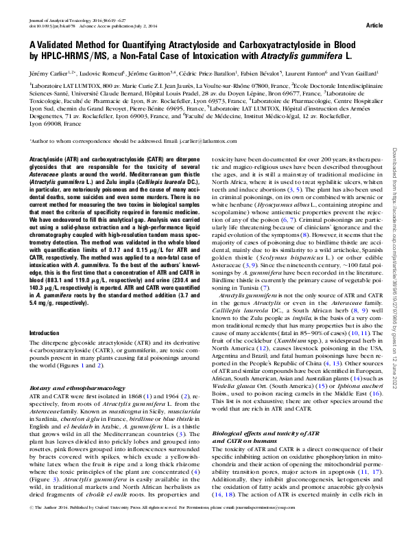 (PDF) A Validated Method for Quantifying Atractyloside and ...