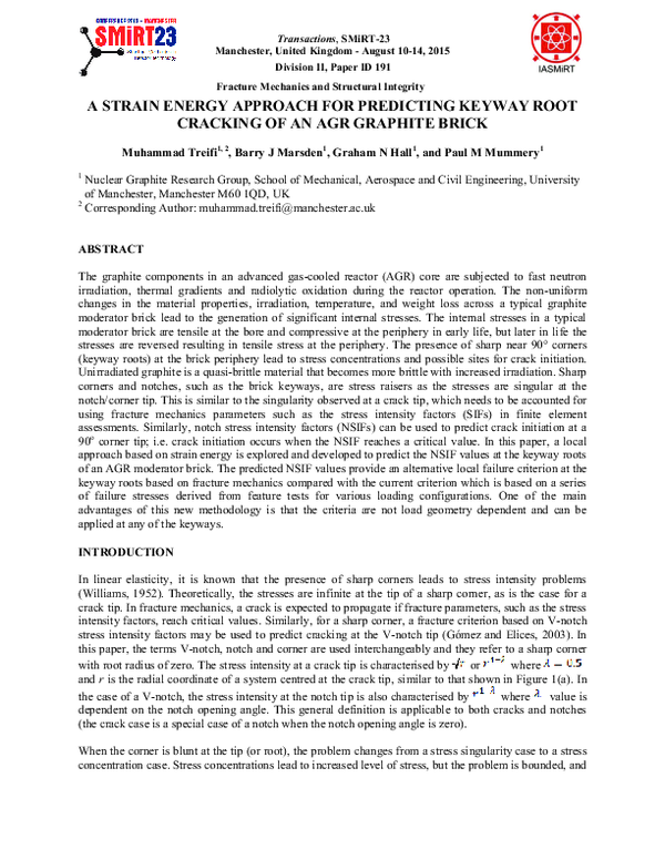 (PDF) A Strain Energy Approach for Predicting Keyway Root Cracking of ...
