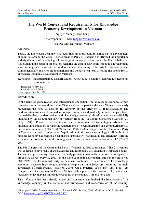 (PDF) The World Context and Requirements for Knowledge Economy ...