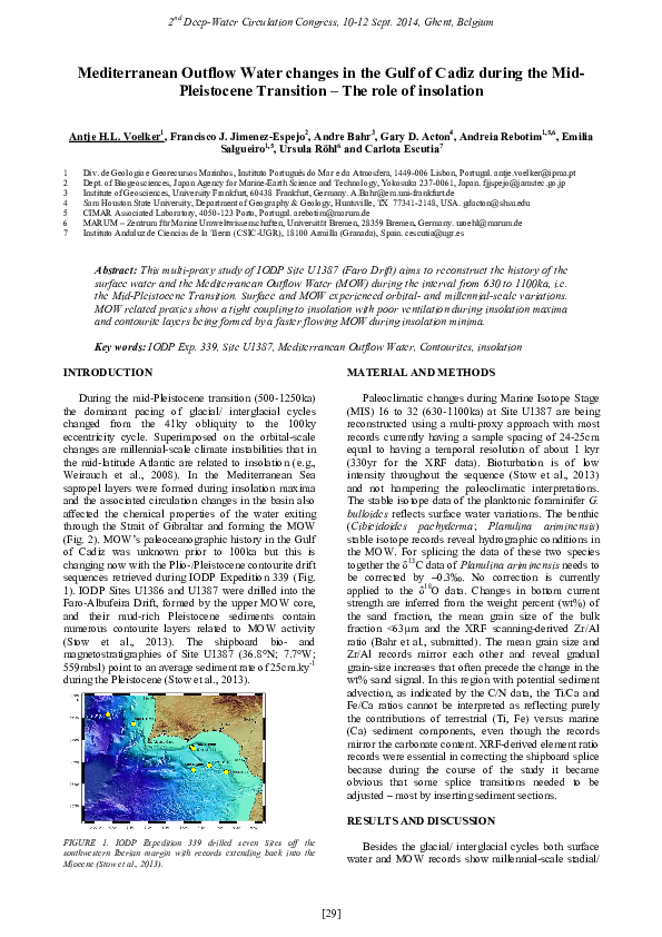 (PDF) Mediterranean Outflow Water changes in the Gulf of Cadiz during ...