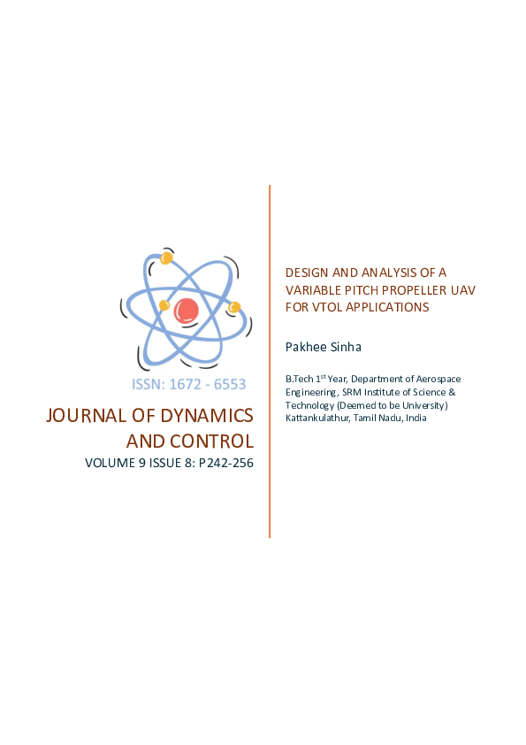 (PDF) DESIGN AND ANALYSIS OF A VARIABLE PITCH PROPELLER UAV FOR VTOL ...