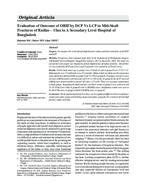 (PDF) Evaluation of Outcome of ORIF by DCP Vs LCP in Mid-Shaft ...