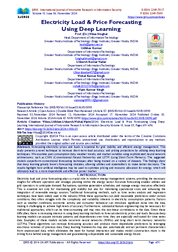 (PDF) Electricity Load & Price Forecasting Using Deep Learning