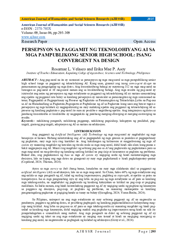 (PDF) PERSEPSYON SA PAGGAMIT NG TEKNOLOHIYANG AI SA MGA PAMPUBLIKONG ...