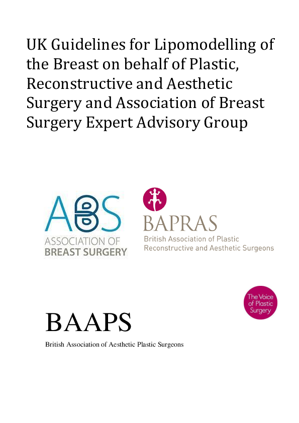 (PDF) UK Guidelines for Lipomodelling of the Breast on behalf of ...