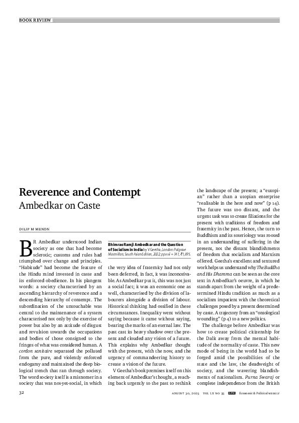 (PDF) Reverence and Contempt: Ambedkar on Caste