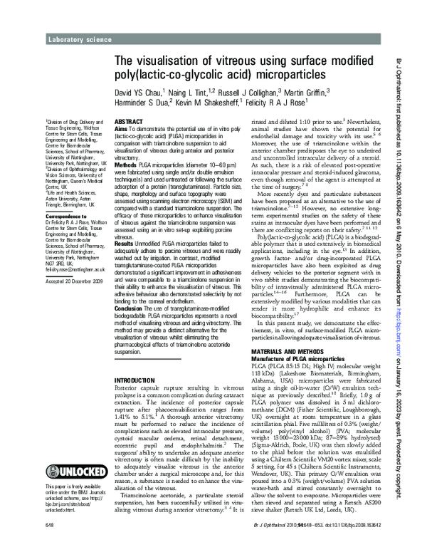 (PDF) The visualisation of vitreous using surface modified poly(lactic ...