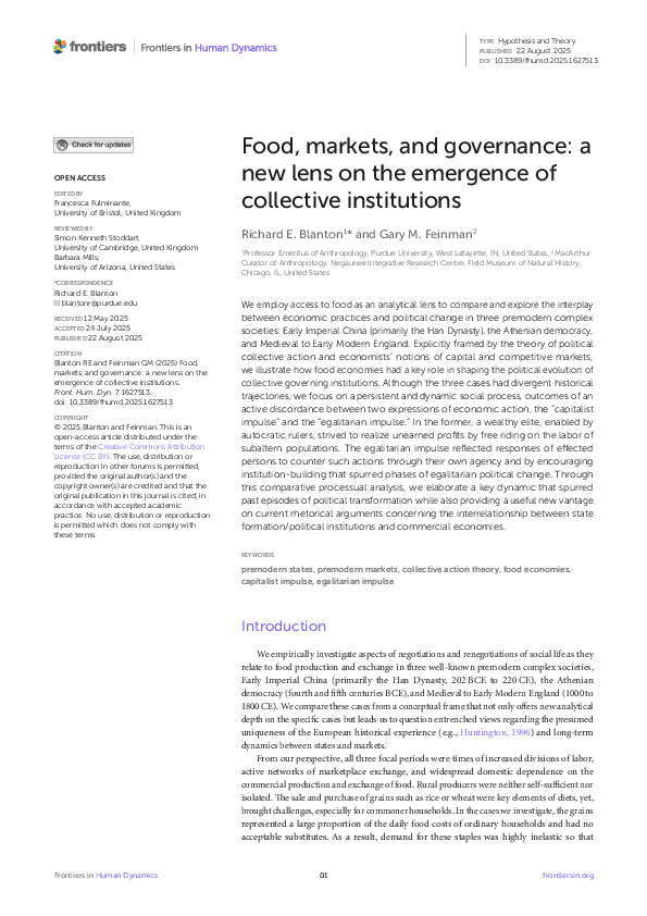 (PDF) Food, markets, and governance: a new lens on the emergence of ...