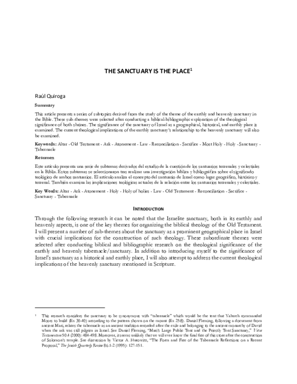 (PDF) The Sanctuary is the Place
