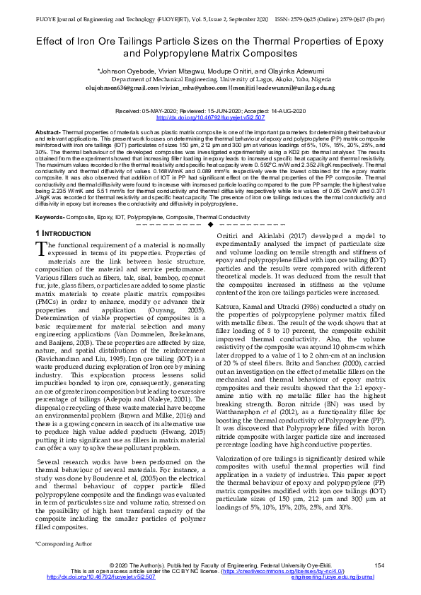 (PDF) Effect of Iron Ore Tailings Particle Sizes on the Thermal ...