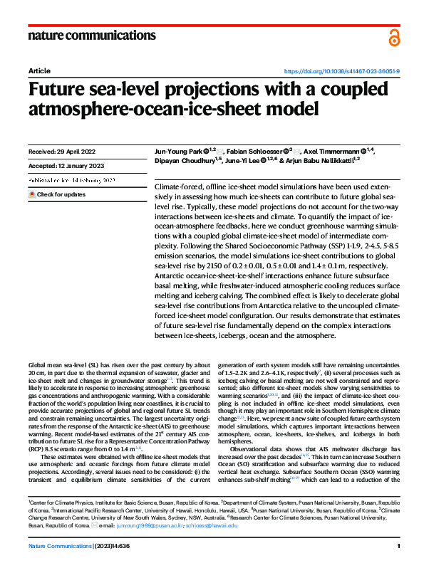 (PDF) Future sea-level projections with a coupled atmosphere-ocean-ice ...
