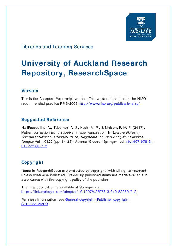 (PDF) Motion Correction Using Subpixel Image Registration