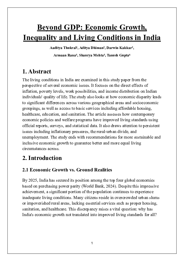 (PDF) Beyond GDP: Economic Growth, Inequality and Living Conditions in ...