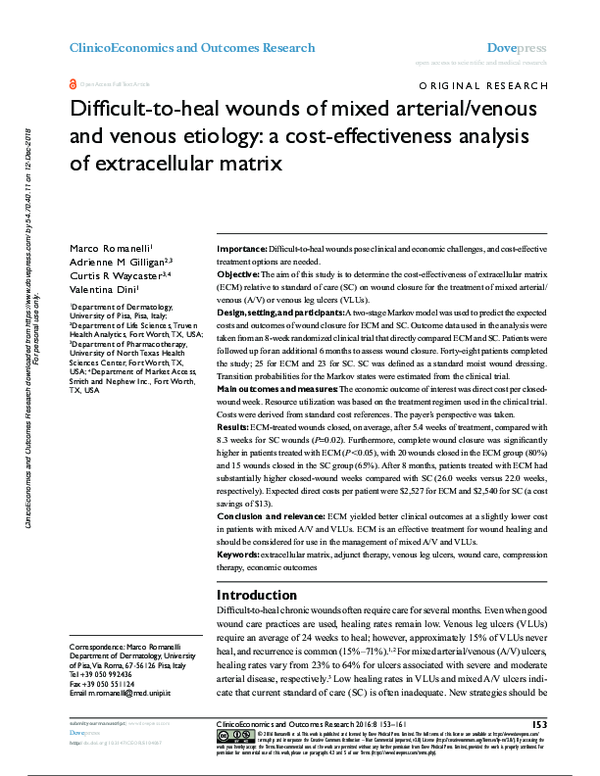 (PDF) Difficult-to-heal wounds of mixed arterial/venous and venous ...