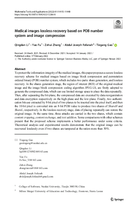 (PDF) Medical images lossless recovery based on POB number system and ...