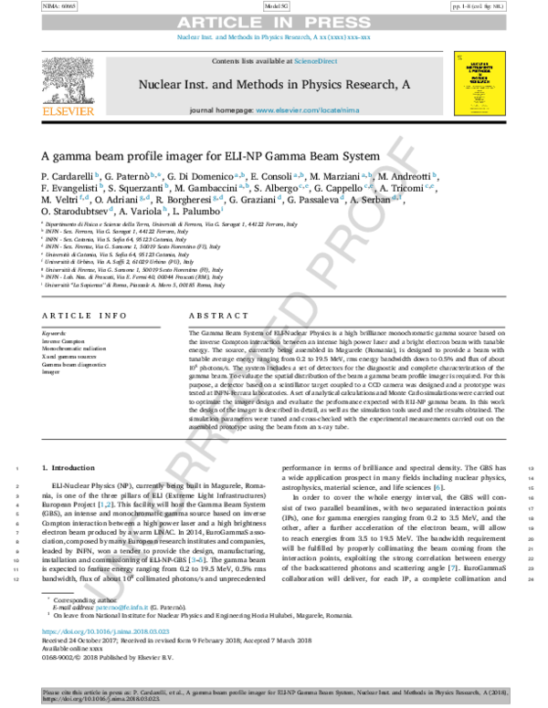 (PDF) A gamma beam profile imager for ELI-NP Gamma Beam System