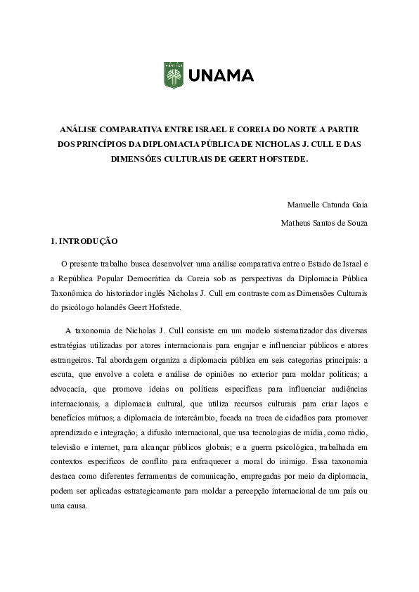 (PDF) Análise comparativa entre Israel e Coreia do Norte a partir dos ...