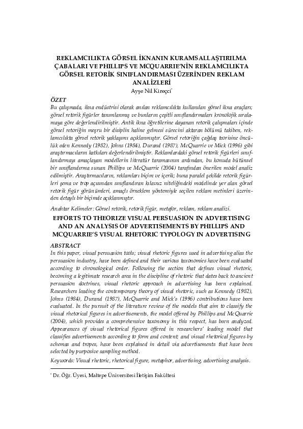 (PDF) Visual Rhetoric Figures in Advertising