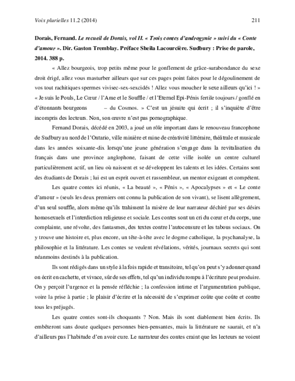 (PDF) Dorais, Fernand. Le recueil de Dorais, vol II. « Trois contes d ...