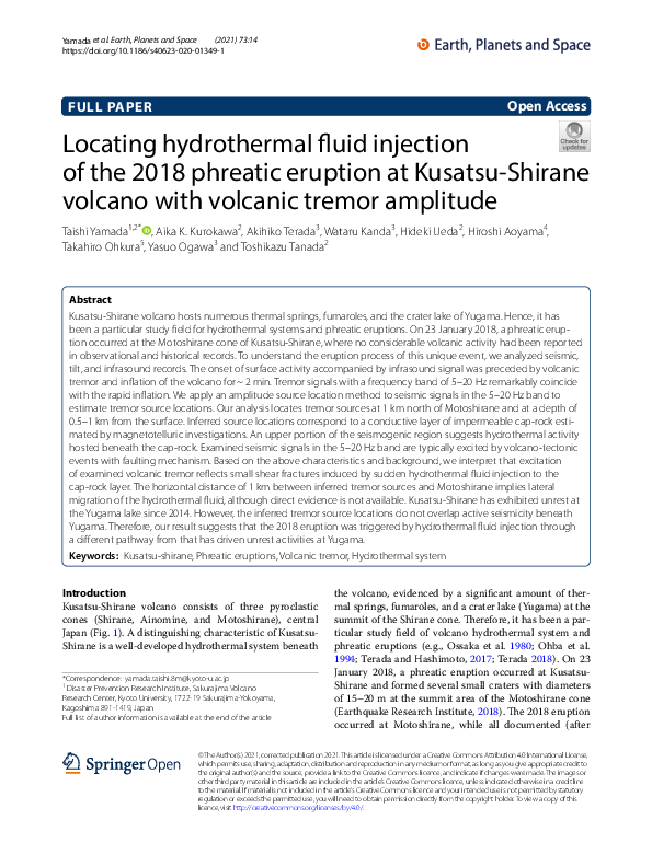 (PDF) Locating hydrothermal fluid injection of the 2018 phreatic ...