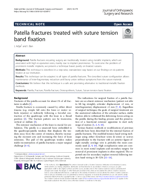 (PDF) Patella fractures treated with suture tension band fixation