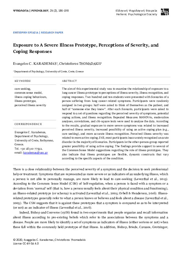 (PDF) Exposure to a severe illness prototype, perceptions of severity ...