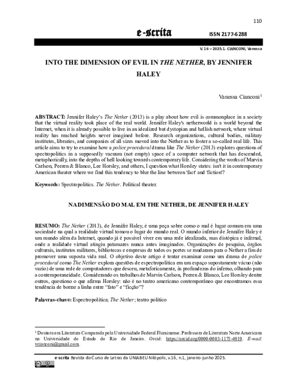 (PDF) INTO THE DIMENSION OF EVIL IN THE NETHER, BY JENNIFER HALEY