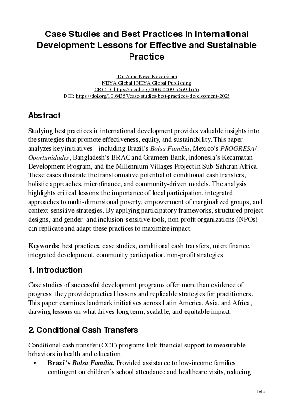 (PDF) Case Studies and Best Practices in International Development ...