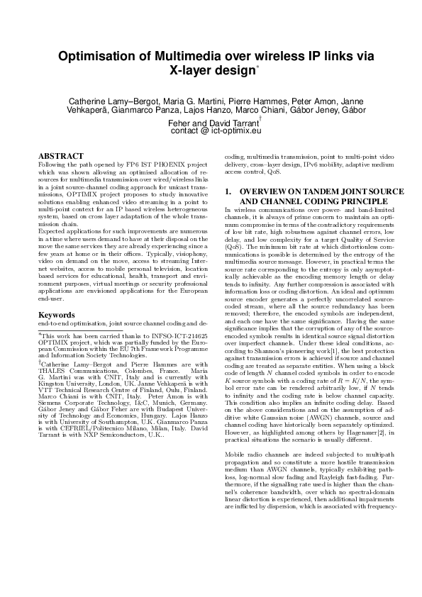 (PDF) Optimisation of multimedia over wireless IP links via X-layer design