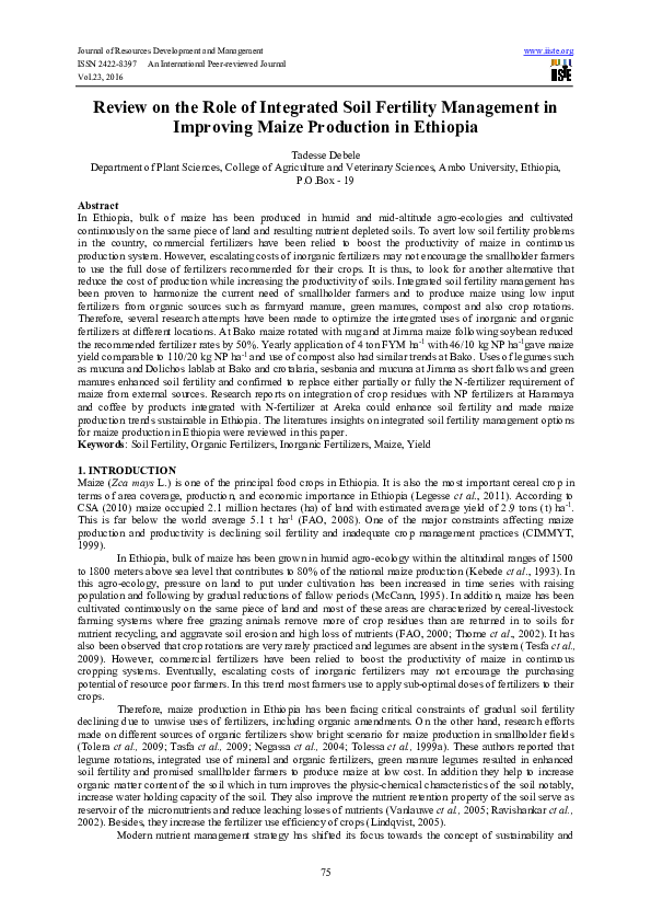 (PDF) Review on the Role of Integrated Soil Fertility Management in Improving Maize Production ...
