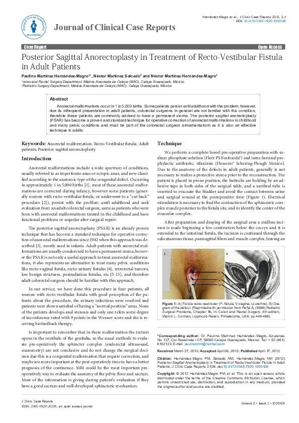 (PDF) Posterior Sagittal Anorectoplasty in Treatment of Recto ...