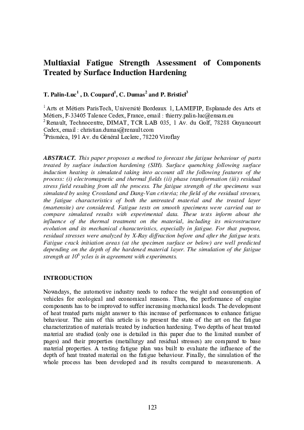 (PDF) Multiaxial fatigue strength assessment of components treated by ...