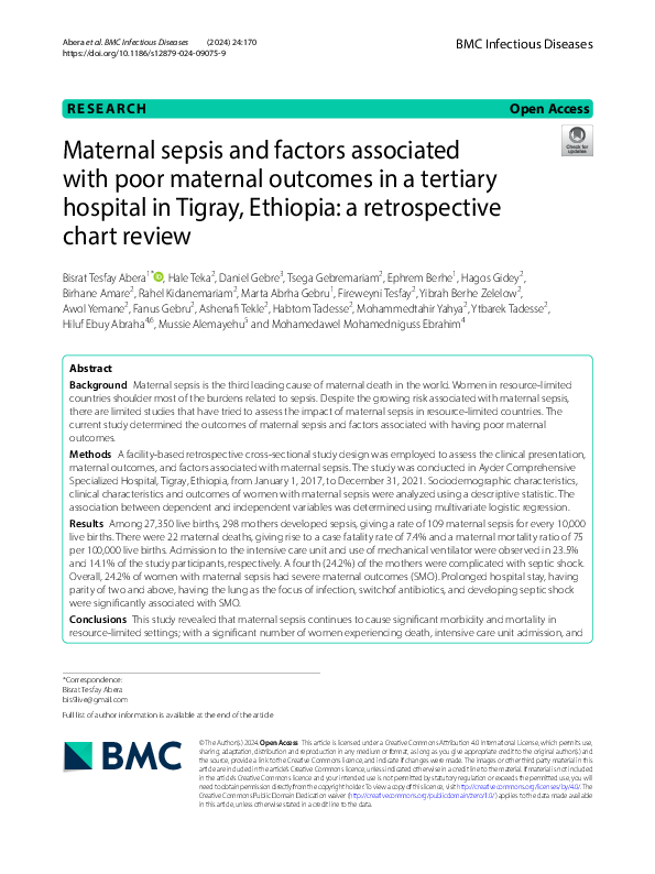 (PDF) Maternal sepsis and factors associated with poor maternal ...