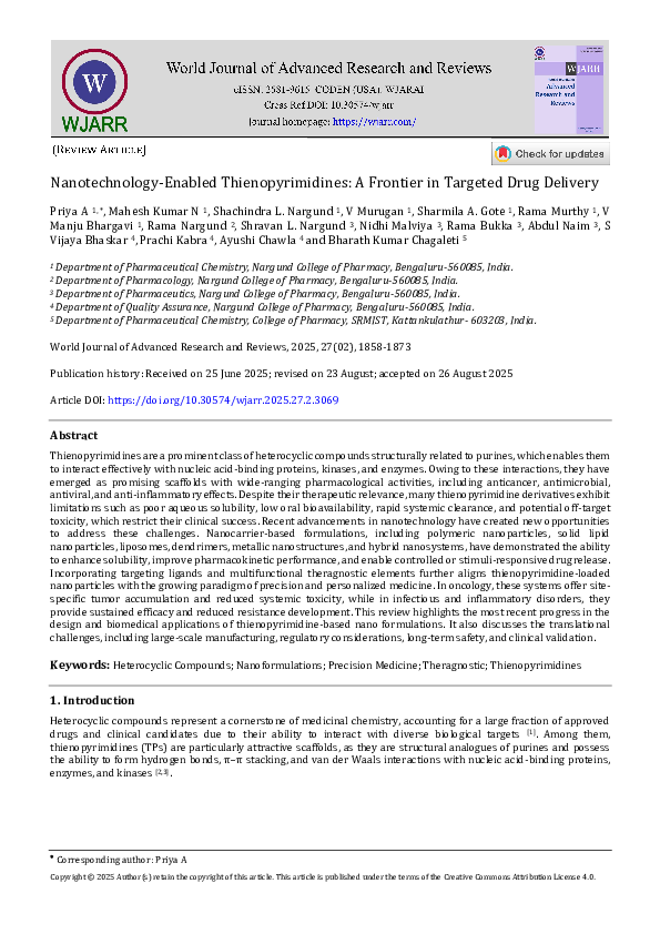 (PDF) Nanotechnology-Enabled Thienopyrimidines: A Frontier in Targeted Drug Delivery