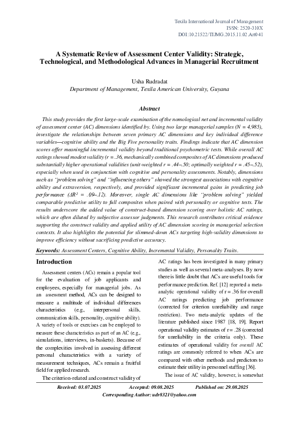 (PDF) A Systematic Review of Assessment Center Validity: Strategic ...