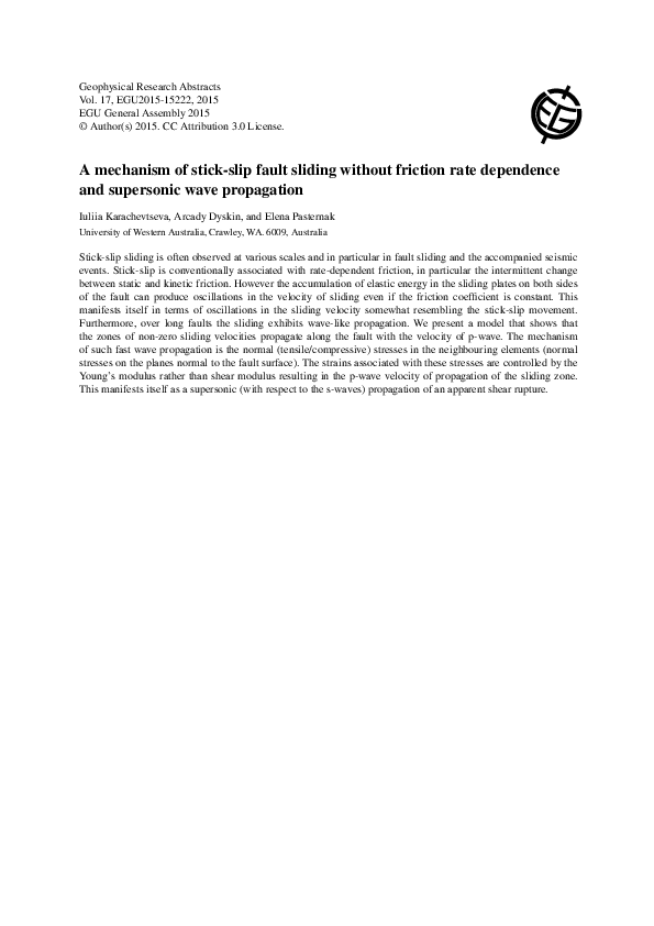 (PDF) A mechanism of stick-slip fault sliding without friction rate ...