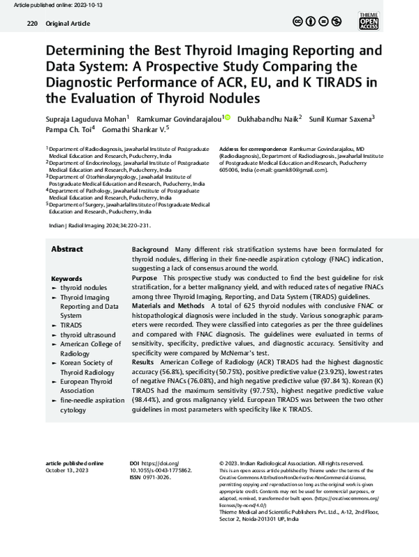 (PDF) Determining the Best Thyroid Imaging Reporting and Data System: A ...