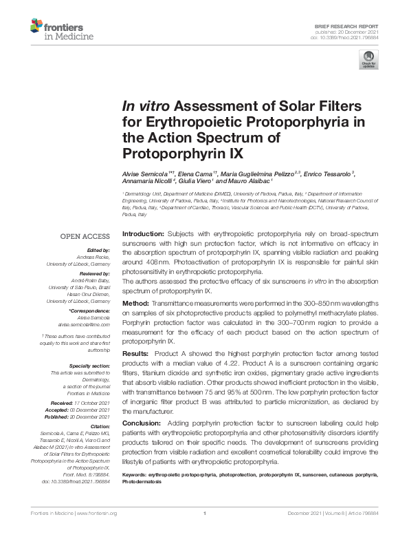 (PDF) In vitro Assessment of Solar Filters for Erythropoietic ...