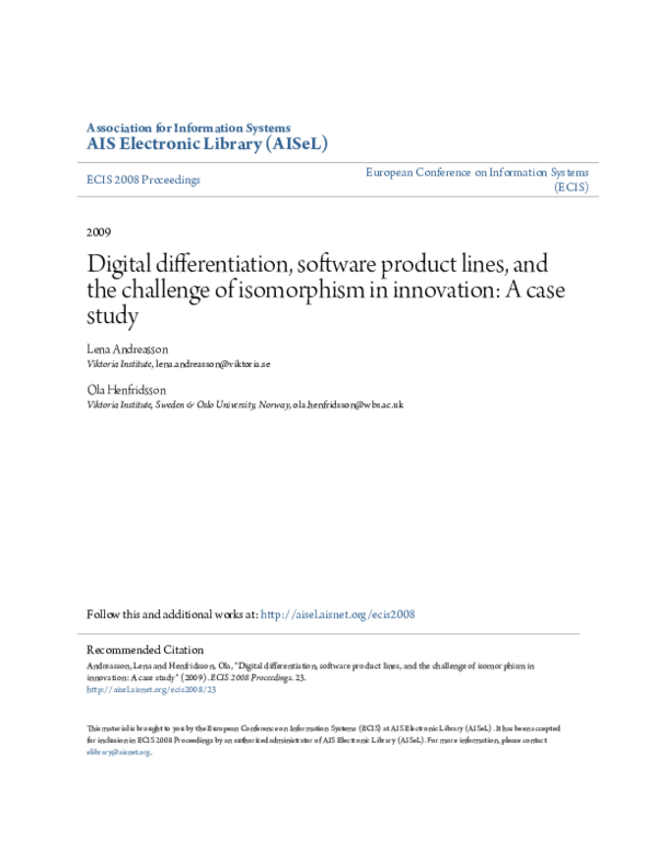 (PDF) Digital differentiation, software product lines, and the challenge of isomorphism in ...