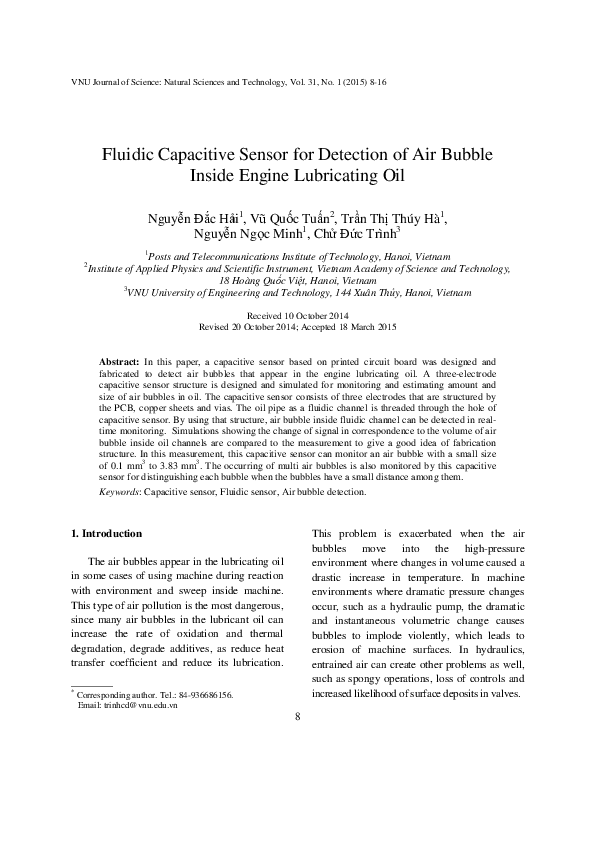 (PDF) Fluidic Capacitive Sensor for Detection of Air Bubble Inside ...