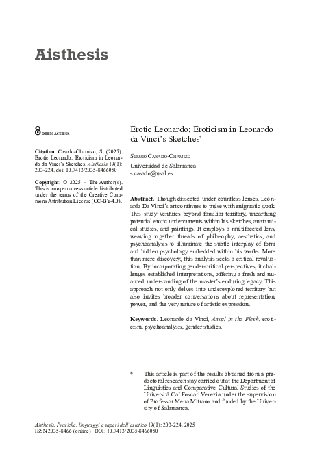(PDF) Erotic Leonardo: Eroticism in Leonardo da Vinci's Sketches