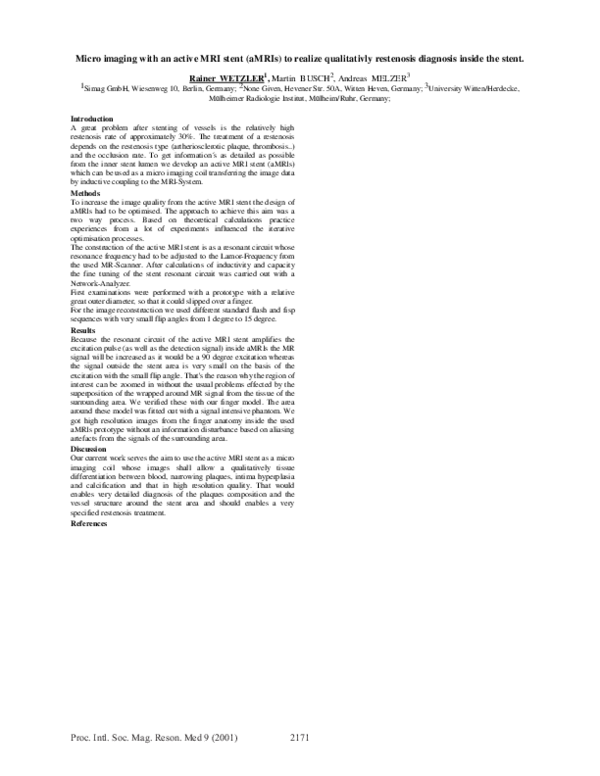 (PDF) Micro imaging with an active MRI stent (aMRIs) to realize ...