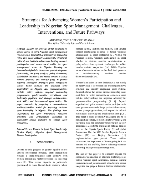(PDF) Strategies for Advancing Women's Participation and Leadership in ...
